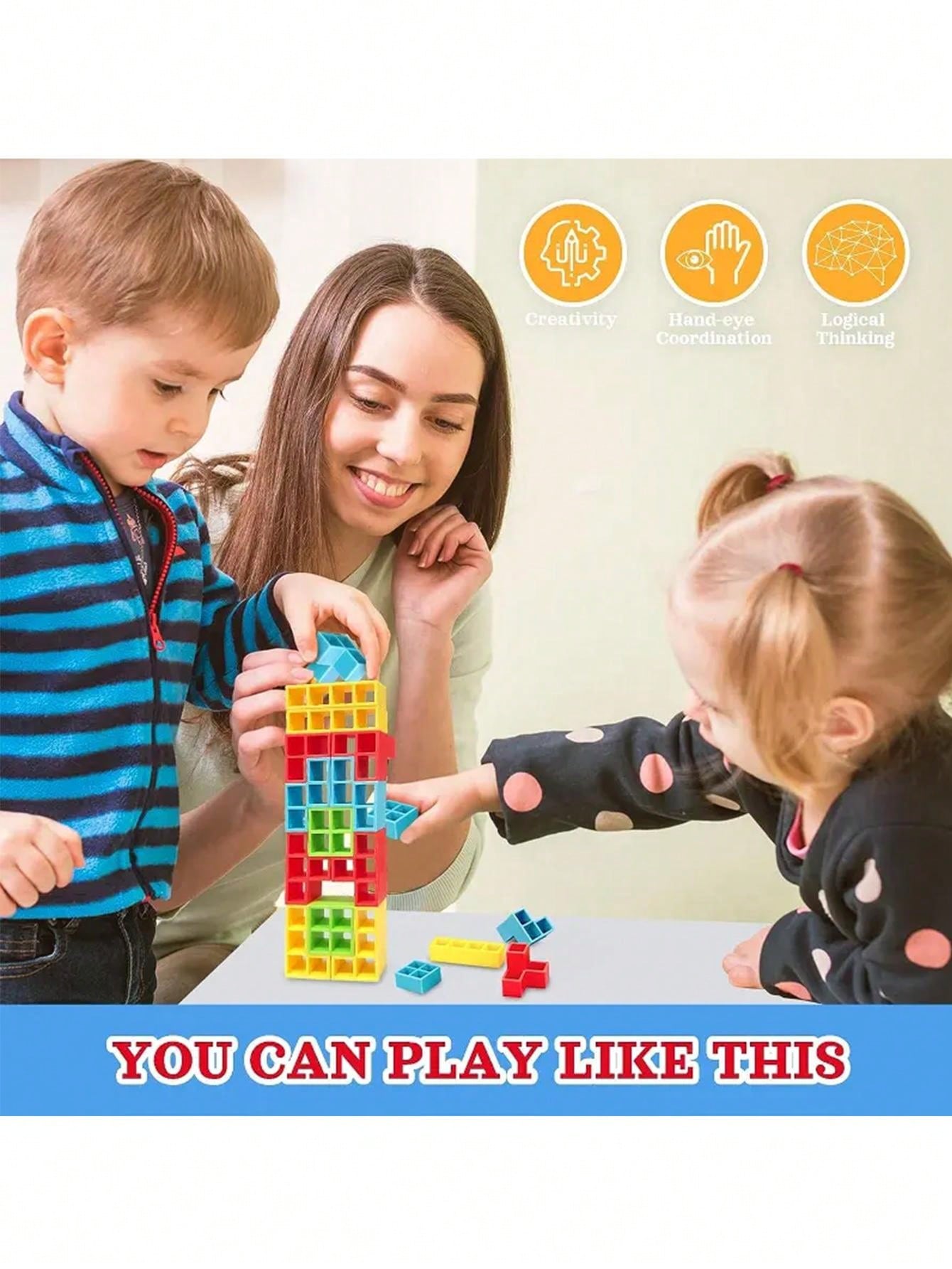 1Set 16pcs Tower Game, Stack Attack Block Puzzle Game, Board Team Tower ...