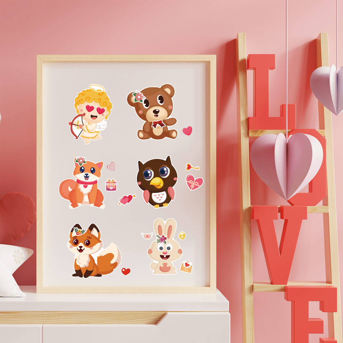 6 Sheets Valentine Stickers, Valentine Make Your Own Stickers DIY ...