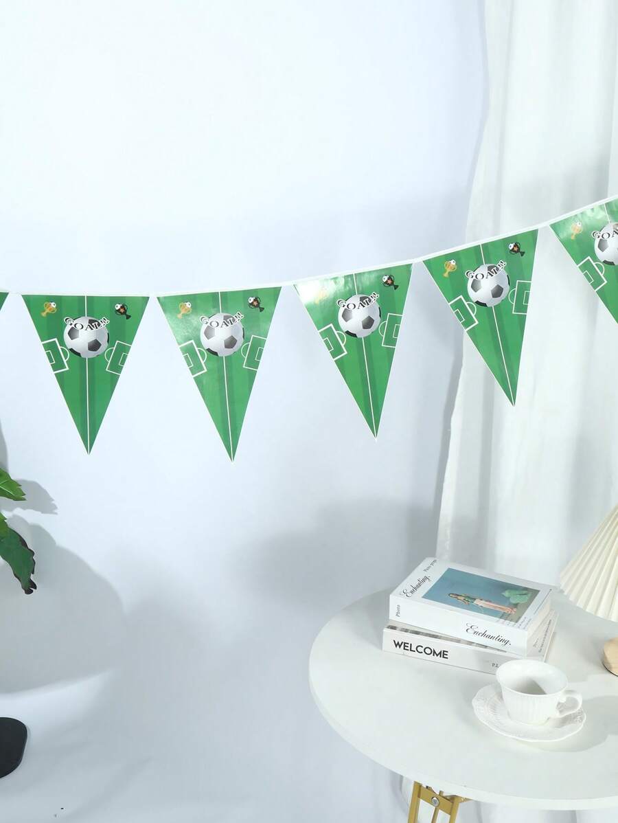 1set Party Decoration Banner Triangle Pennant Flag, Soccer Theme ...