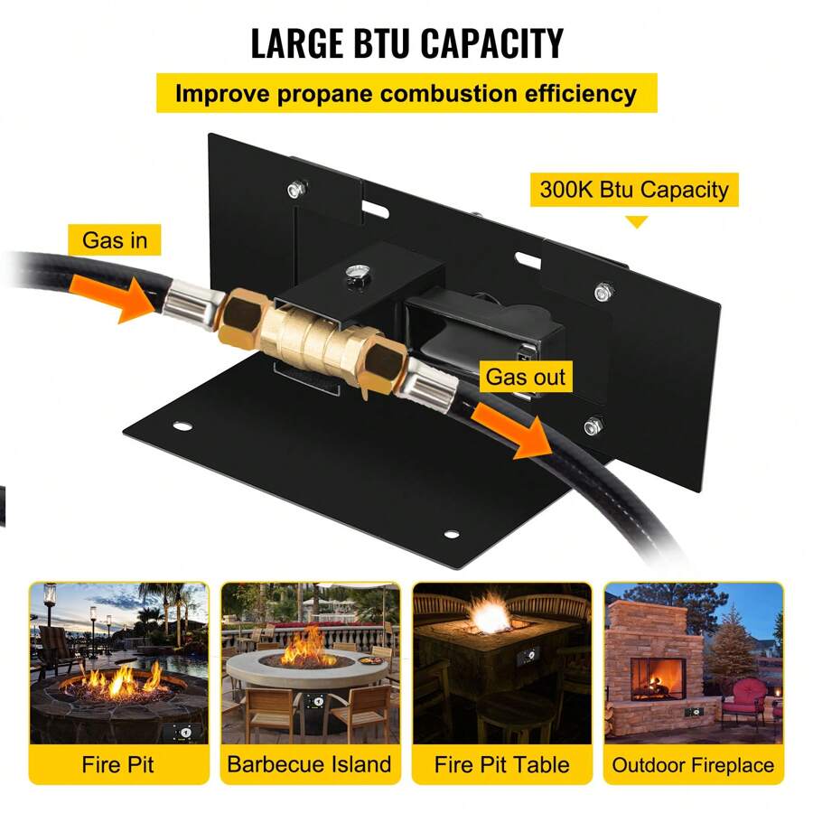 VEVOR Fire Pit Gas Burner Spark Ignition Kit, 300K BTU Fire Pit ...