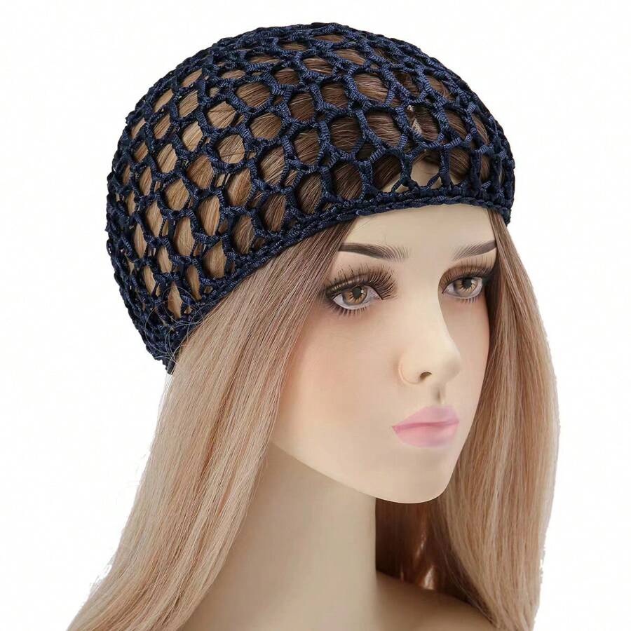 1pc Handmade Crochet Women's Sleep Cap Hair Net And Bonnet Hat Winter ...