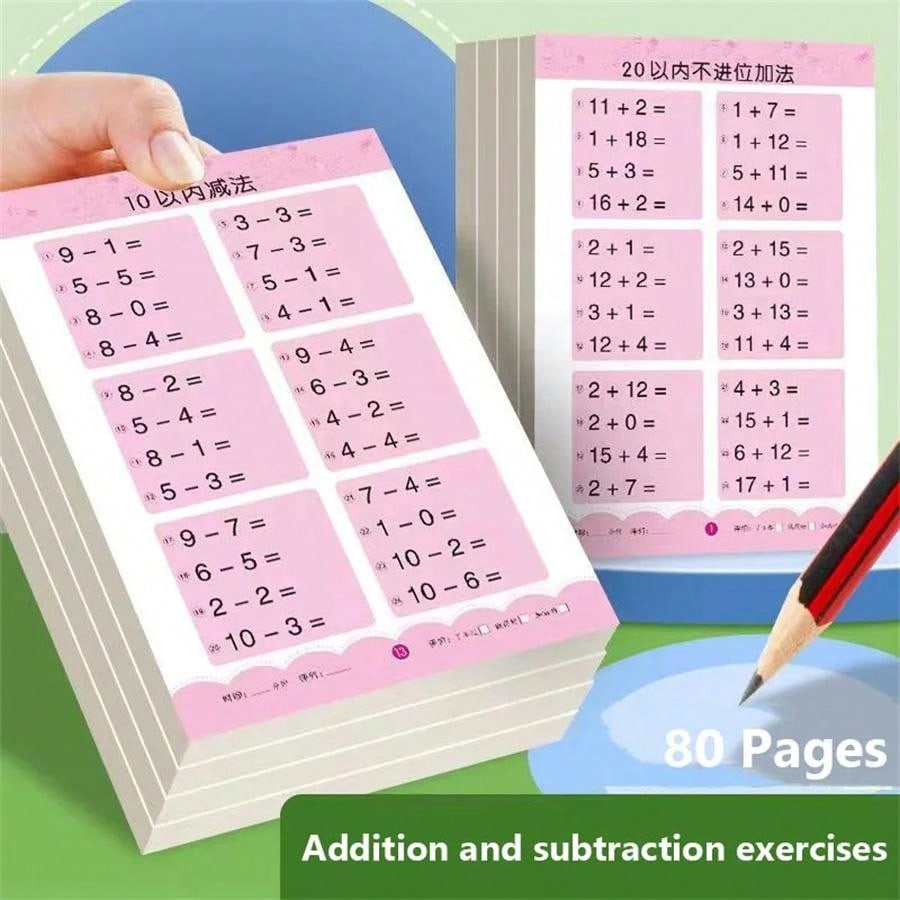 80 Pages/Book Handwritten Arithmetic Exercise Book For Math Learning Of ...
