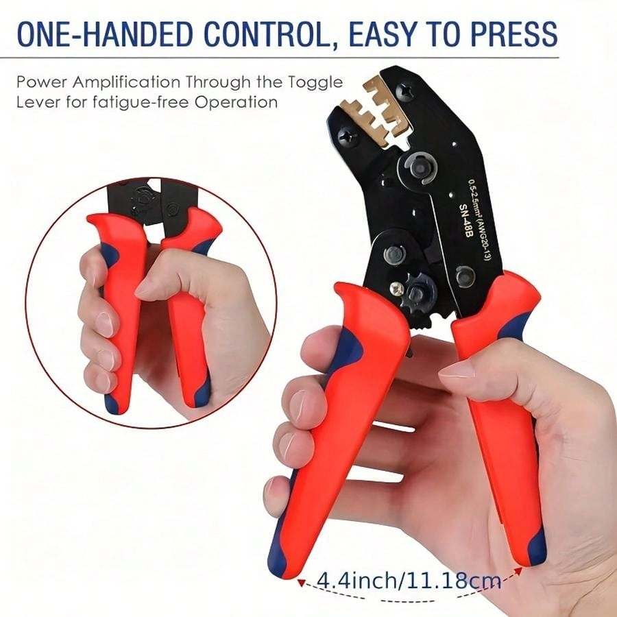 Crimping Tool With Ratchet, Ratcheting Wire Crimper Tool For Open Barrel Terminal Connectors ...