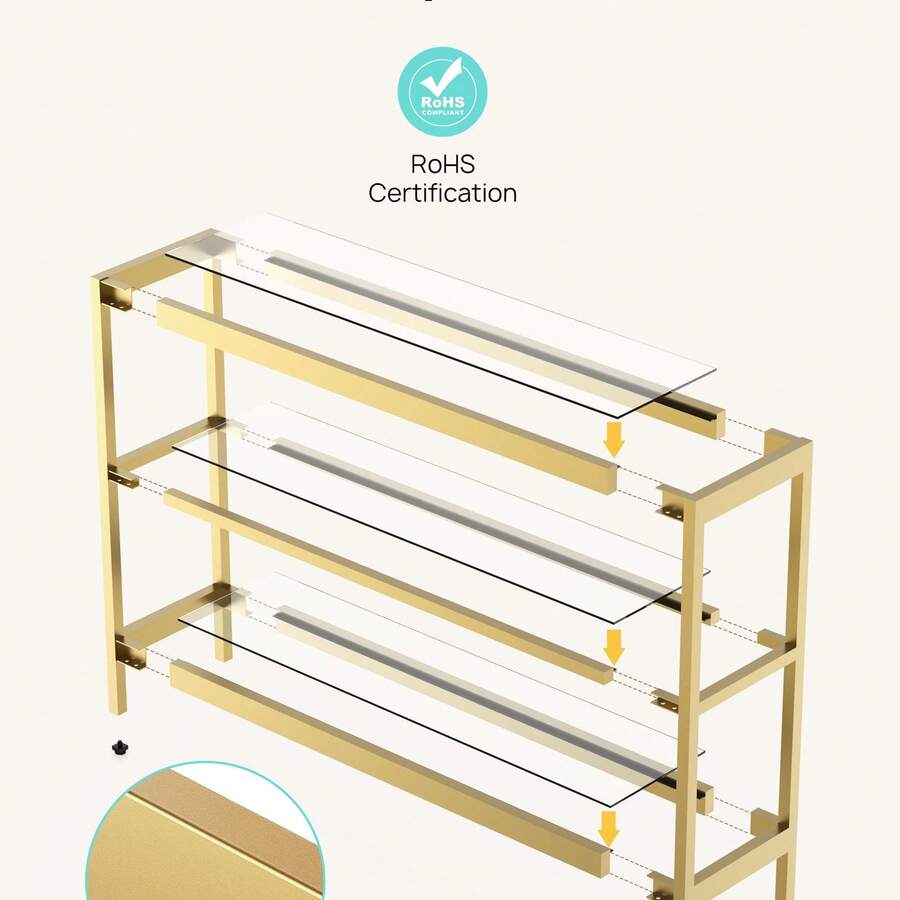 35" Entryway Table With 3 Tiers, Foyer Tables, Open Glass Sofa Table ...