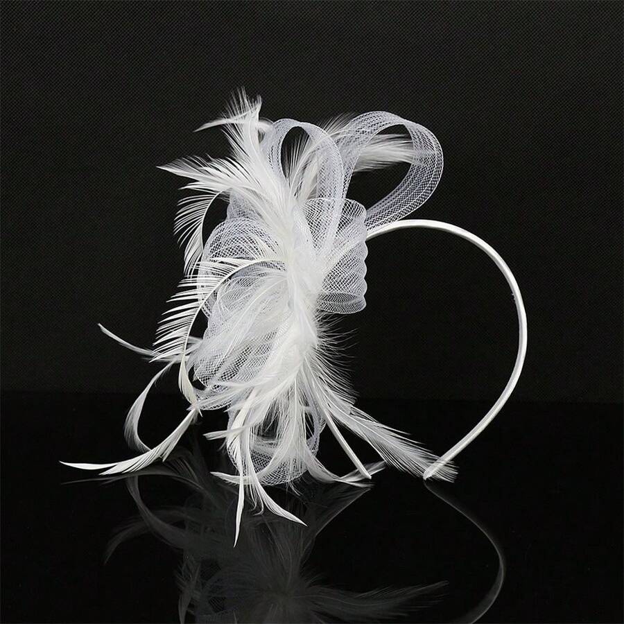 1Pc Large Wedding Feather Fascinator Headband Aliceband Ladies Day ...
