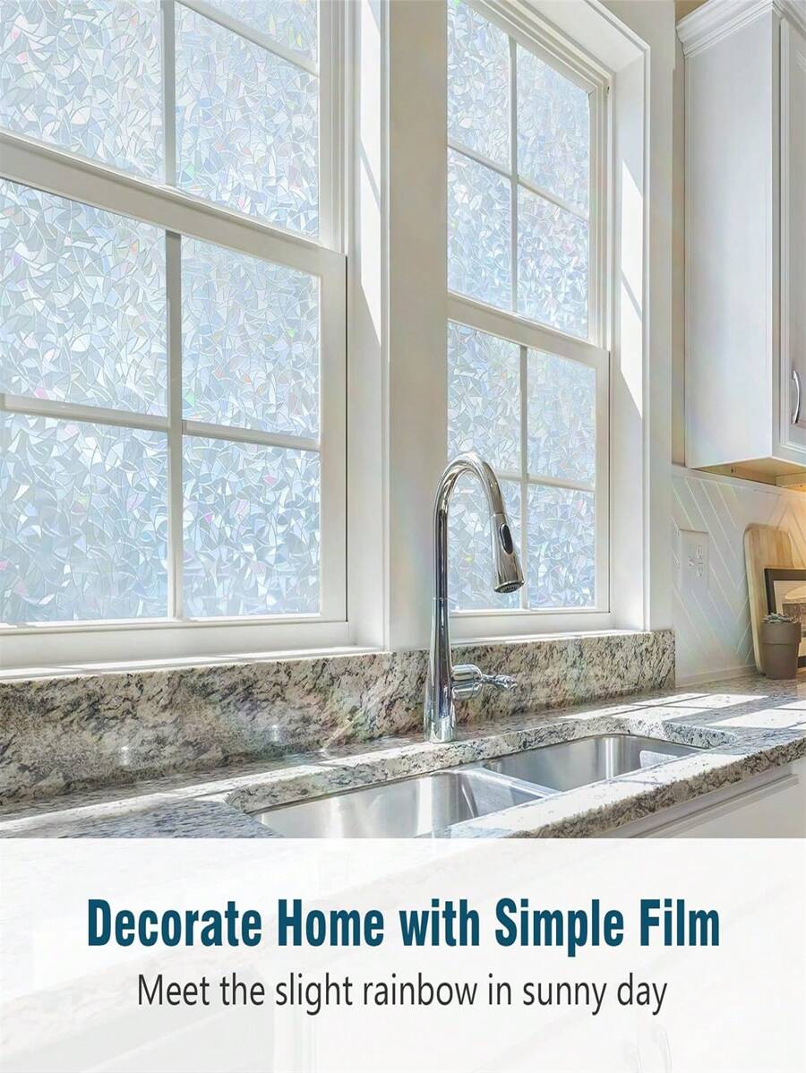 Static Cling Rainbow Film Decorative Stained Glass Window Film, Heat ...