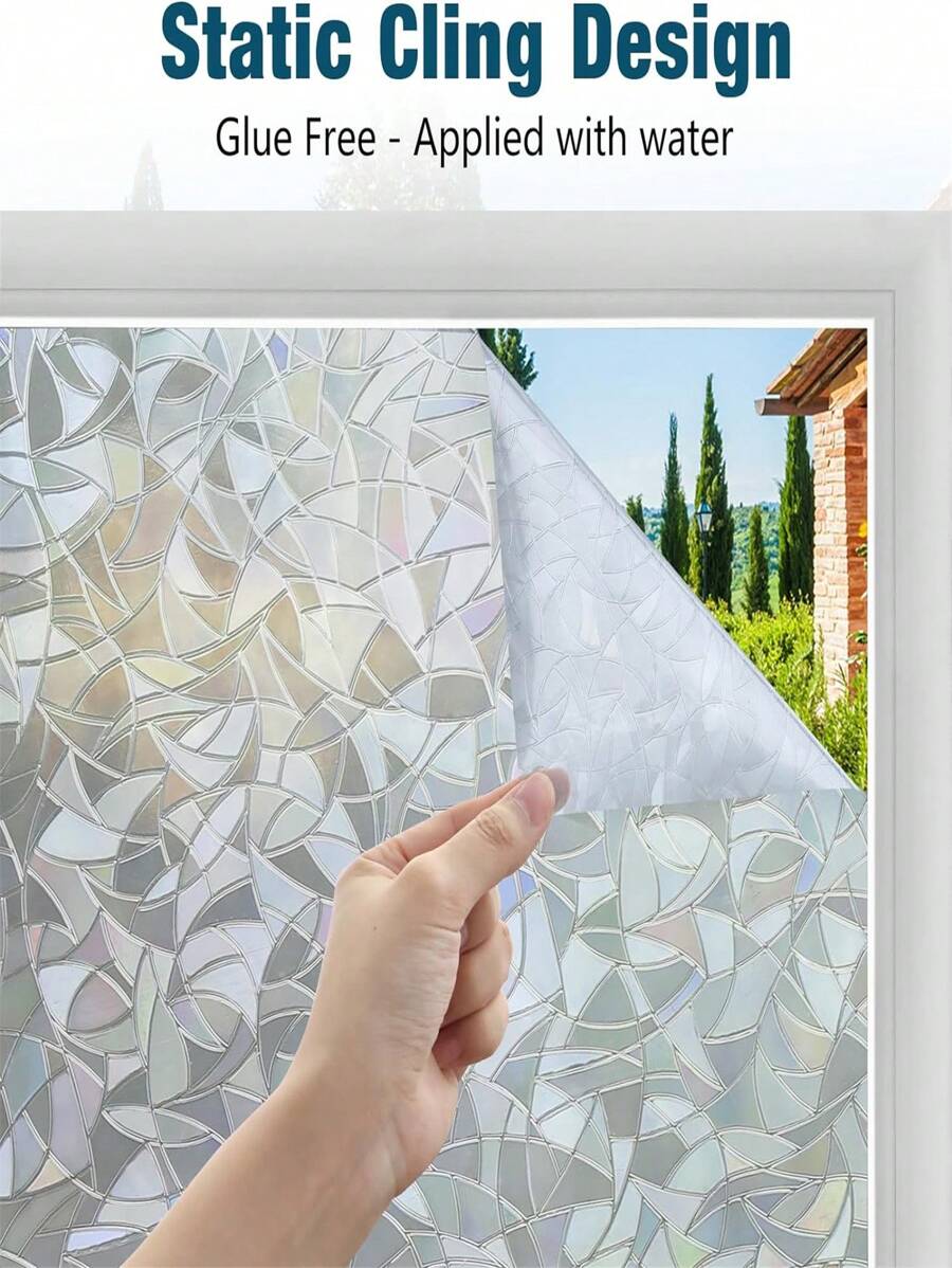 Static Cling Rainbow Film Decorative Stained Glass Window Film, Heat ...