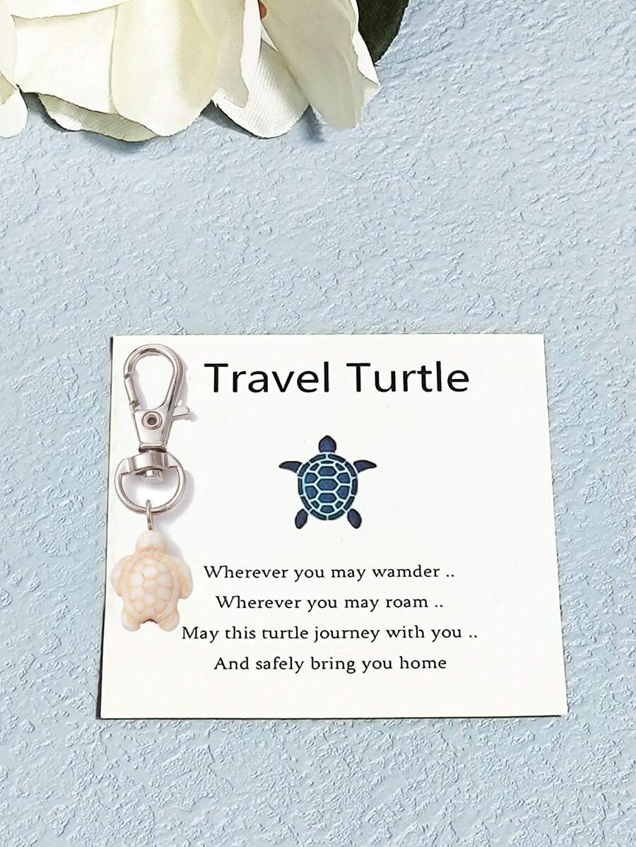 Cute 1 Piece Of Synthetic Turquoise Travel Turtle Decorative Keychain ...