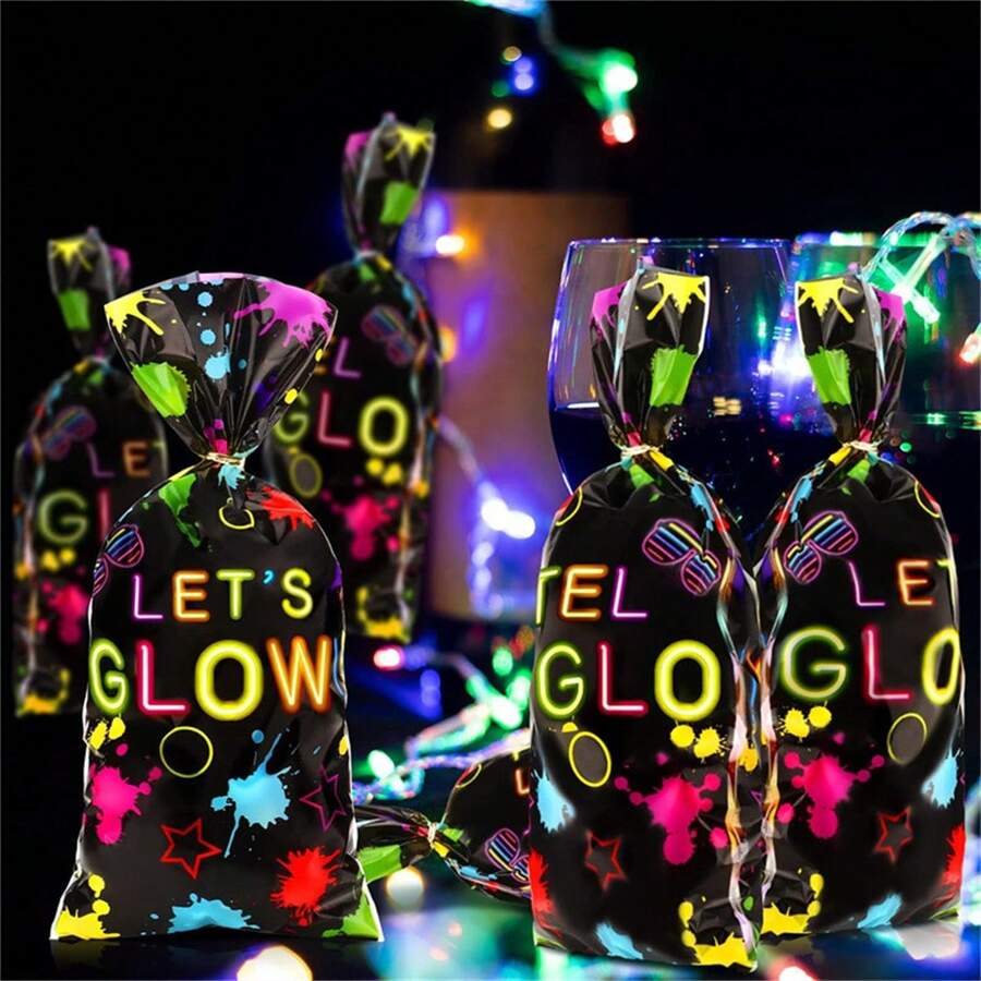50 peças Let's Glow Party Favor Bag Neon Themed Goodie Bag Neon Glow ...