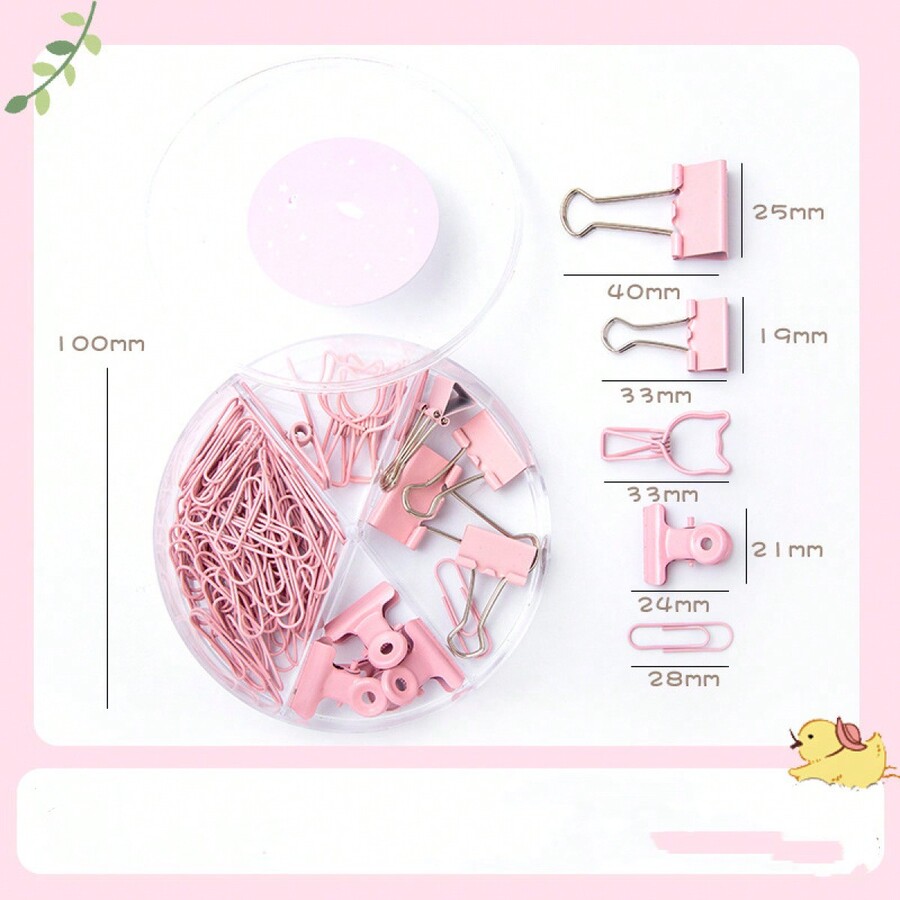 1box Colorful Binder Clip Set, Including Various Shapes Of Paper Clip ...