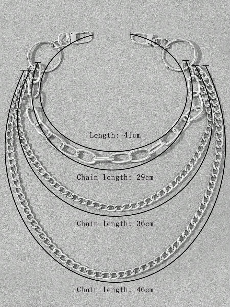 1pc Women's Hip Hop Multi-Layered Metal Pants Chain In Silver Color ...