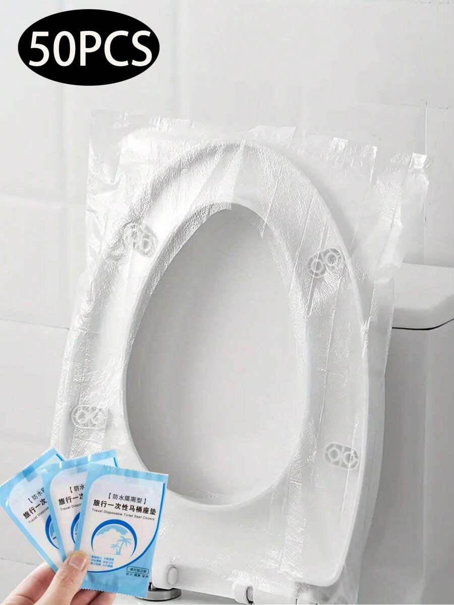 50 piezas Cubierta de asiento de inodoro desechable transparente y ...