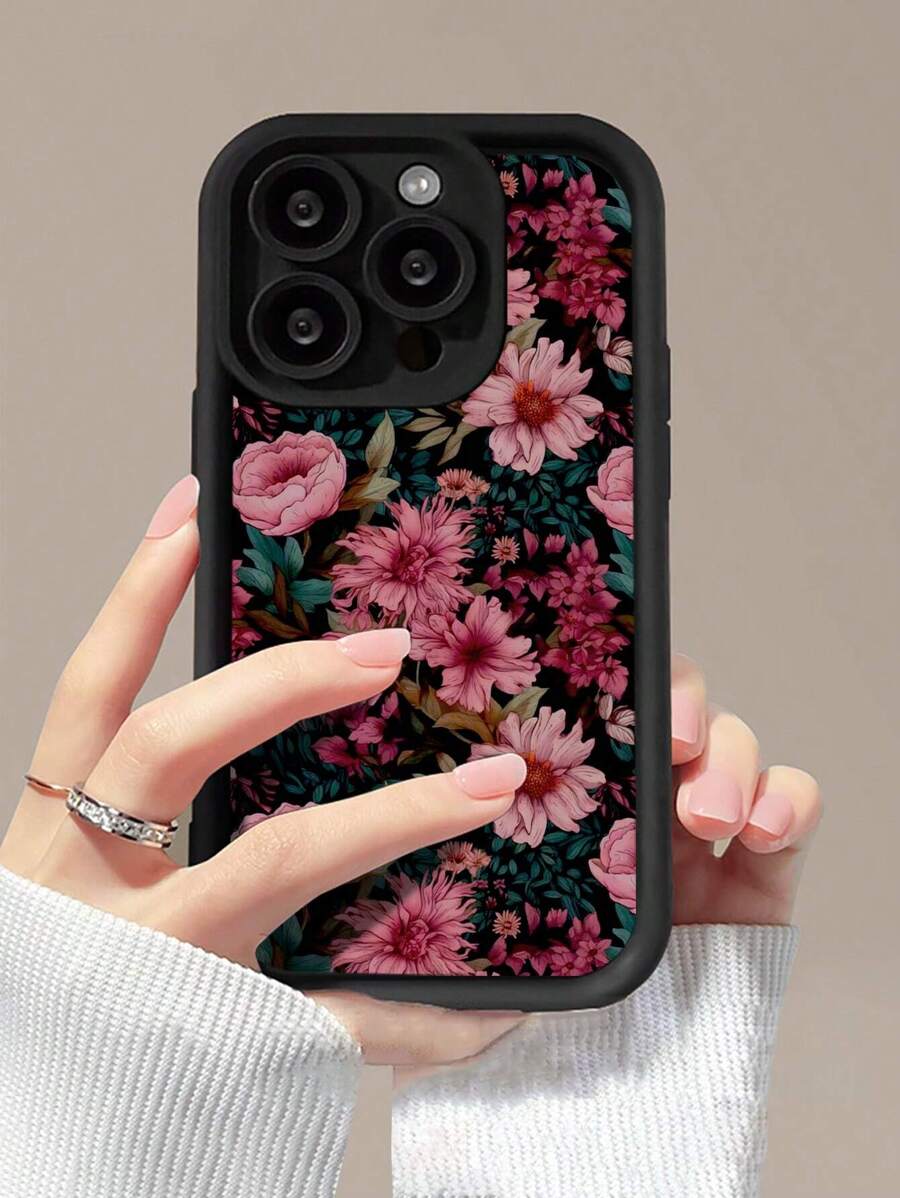 Summer 1pc Pink Vintage Elegant Flower Pattern Phone Case | SHEIN USA