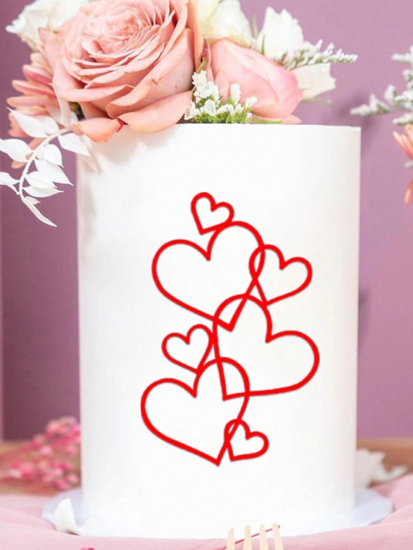 3pcs Acrylic Heart Shaped Cake Toppers With 'Love' Sign For Valentine'S ...