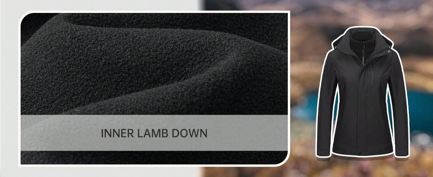 TECTOP 女性用 ウィンタージャケット フリースジャケット付 防水 フード付き レインコート あったかいスノーコート 山登り用 ...