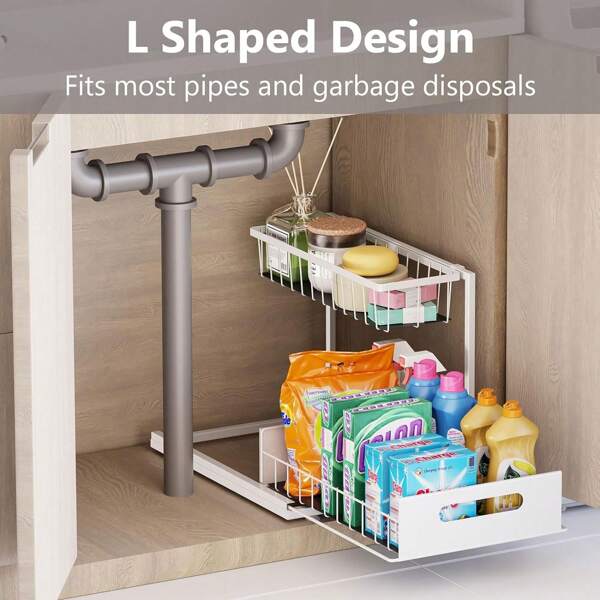 Under Sink Organizers And Storage 2 Tier Slide Out Kitchen Cabinet ...