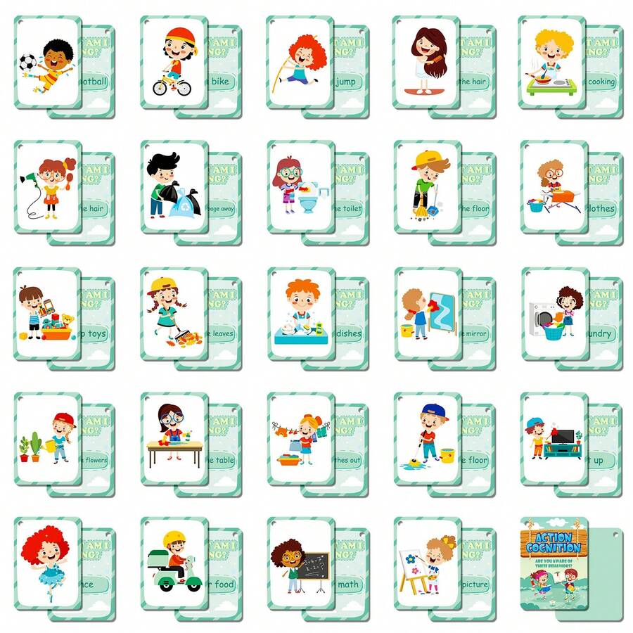 50 Behavior Flash Cards For Toddlers, Reading Flash Cards For Early ...