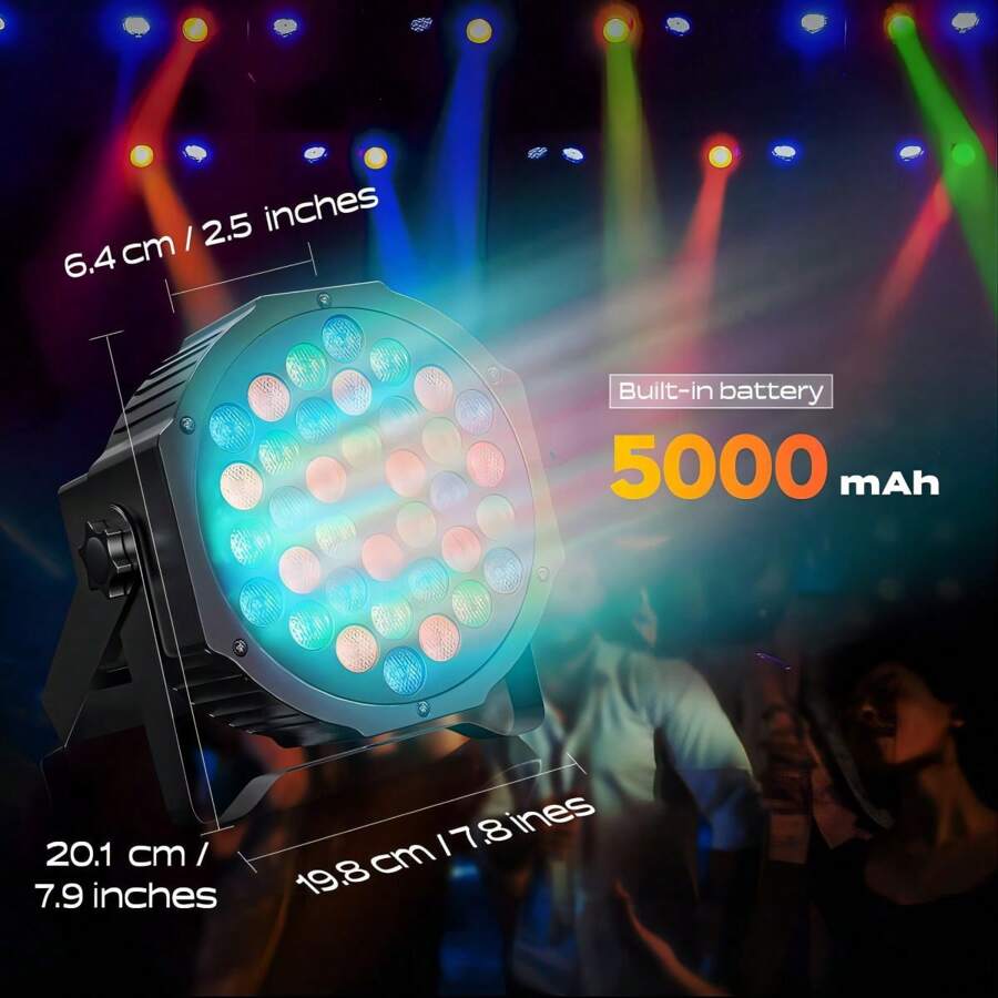 Rechargeable Stage Par Lights RGB 36 LED Battery Powered Par Wireless ...