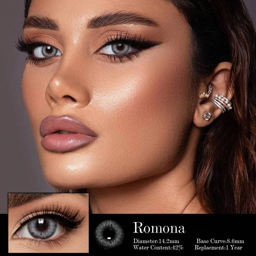 1 Pair Grey Soft Colored Contact Lenses 42% Water Content 1 Year ...