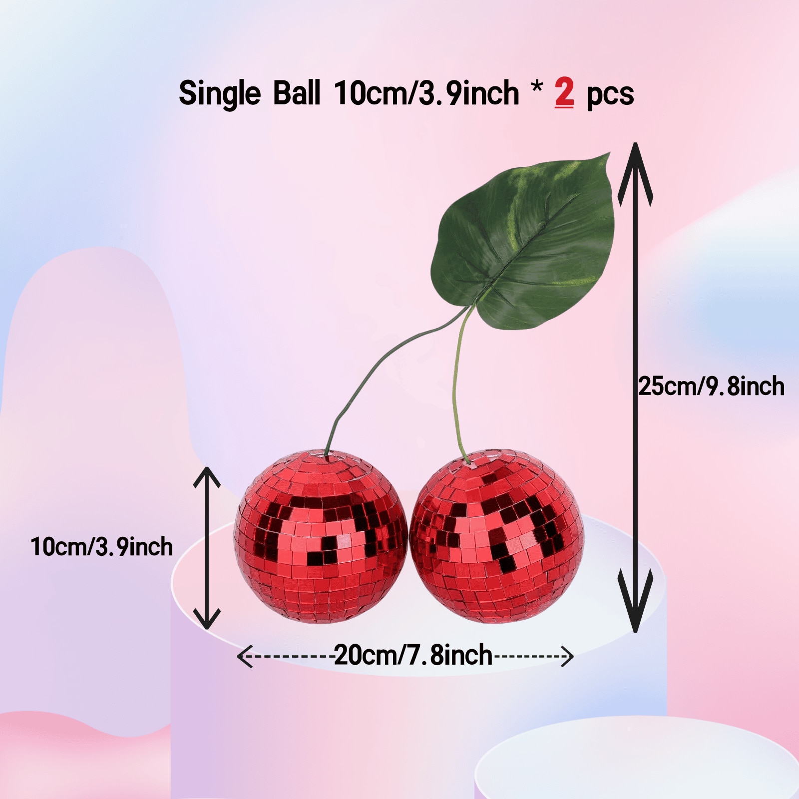 Cherry Disco Ball Decor, Double Mirror Ball Cherry Decor For DJ Club ...