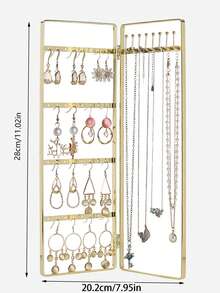 1pc Multifunction Jewelry Storage Rack, Gold Iron Necklace Display Rack ...