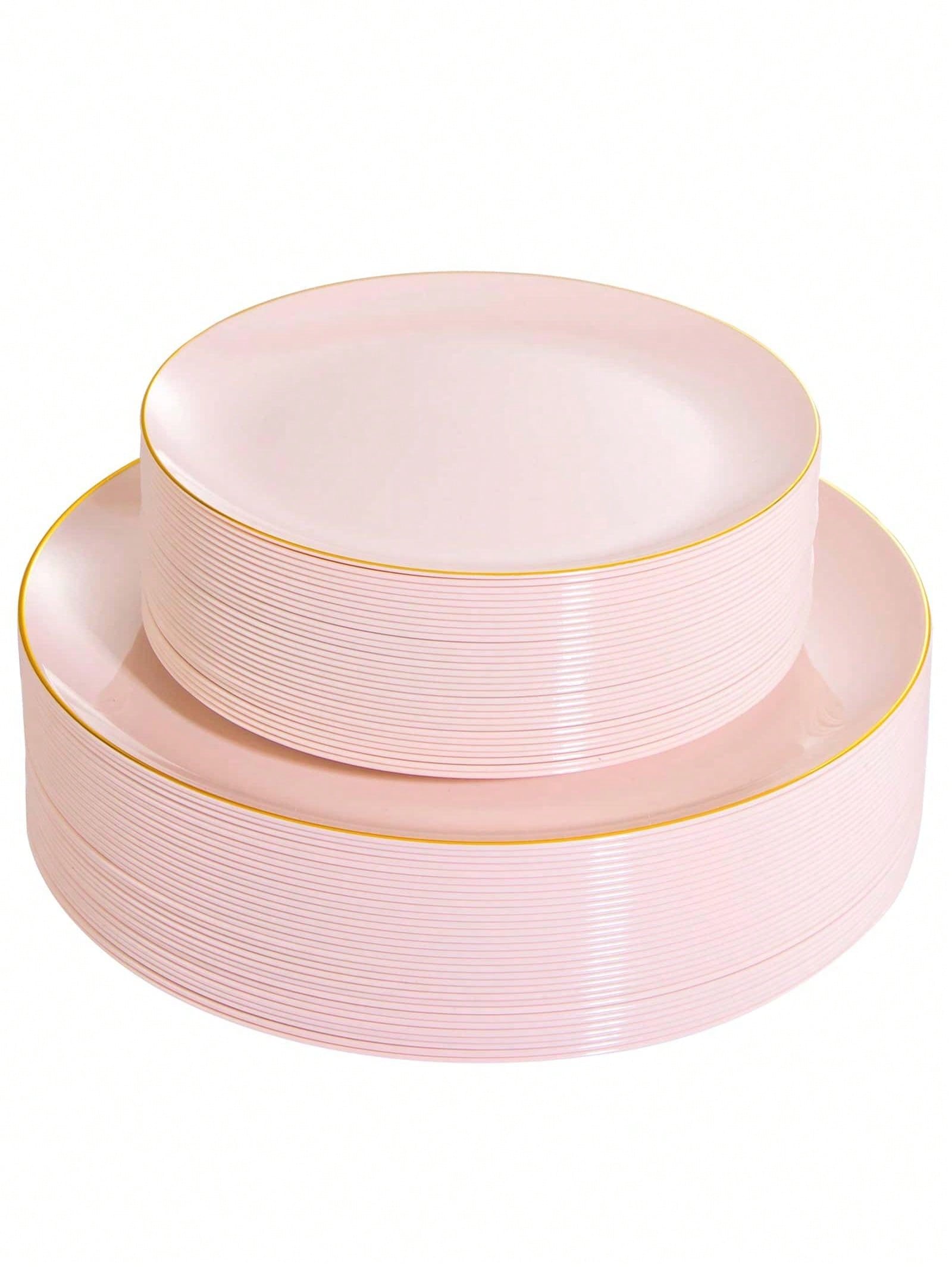 20pcs Pink & Gold Plastic Plates Set, Including 10.25'' Dinner Plates ...