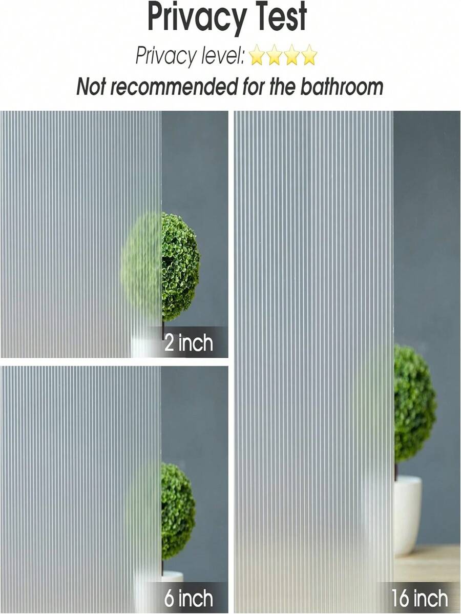 Reeded Glass Window Film Non-Adhesive Frosted Glass Window Film Sun ...