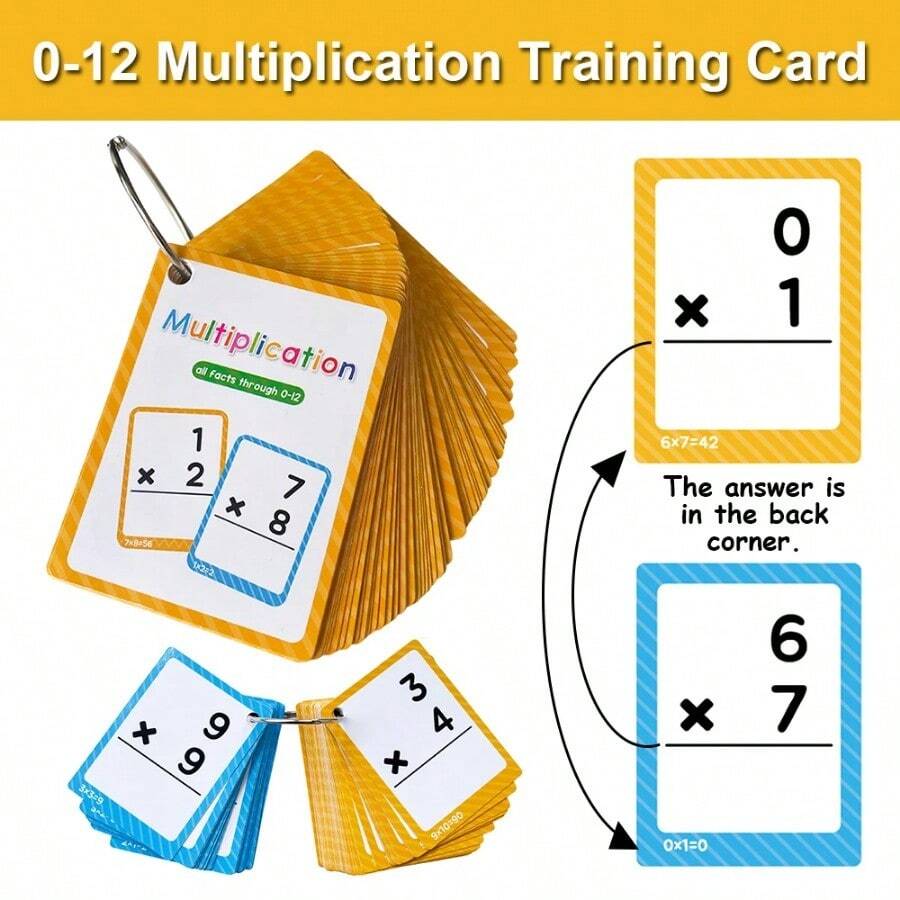 Kids Montessori 0-12 Multiplication Training Cards Arithmetic Toy Math ...