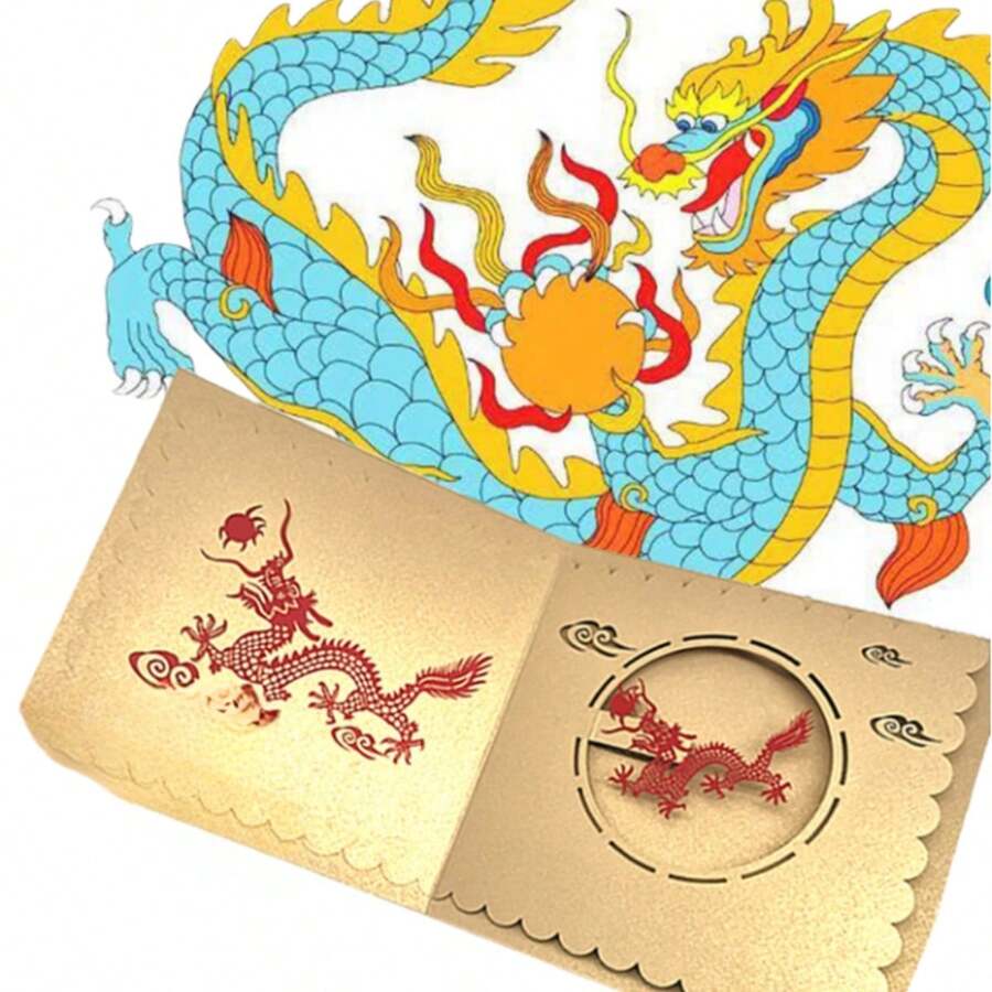 Chinese Dragon Greeting Card For Spring Festival And New Year, 3d ...