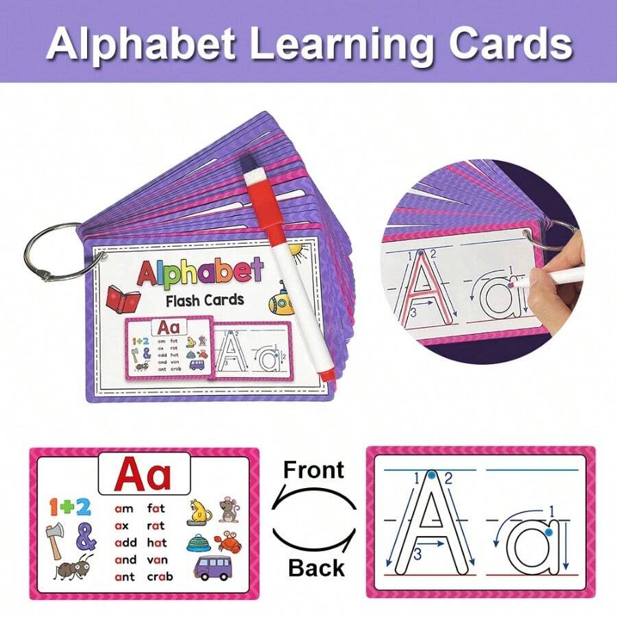 Montessori Alphabet Letter A-Z Learning Cards English Vocabulary Words ...