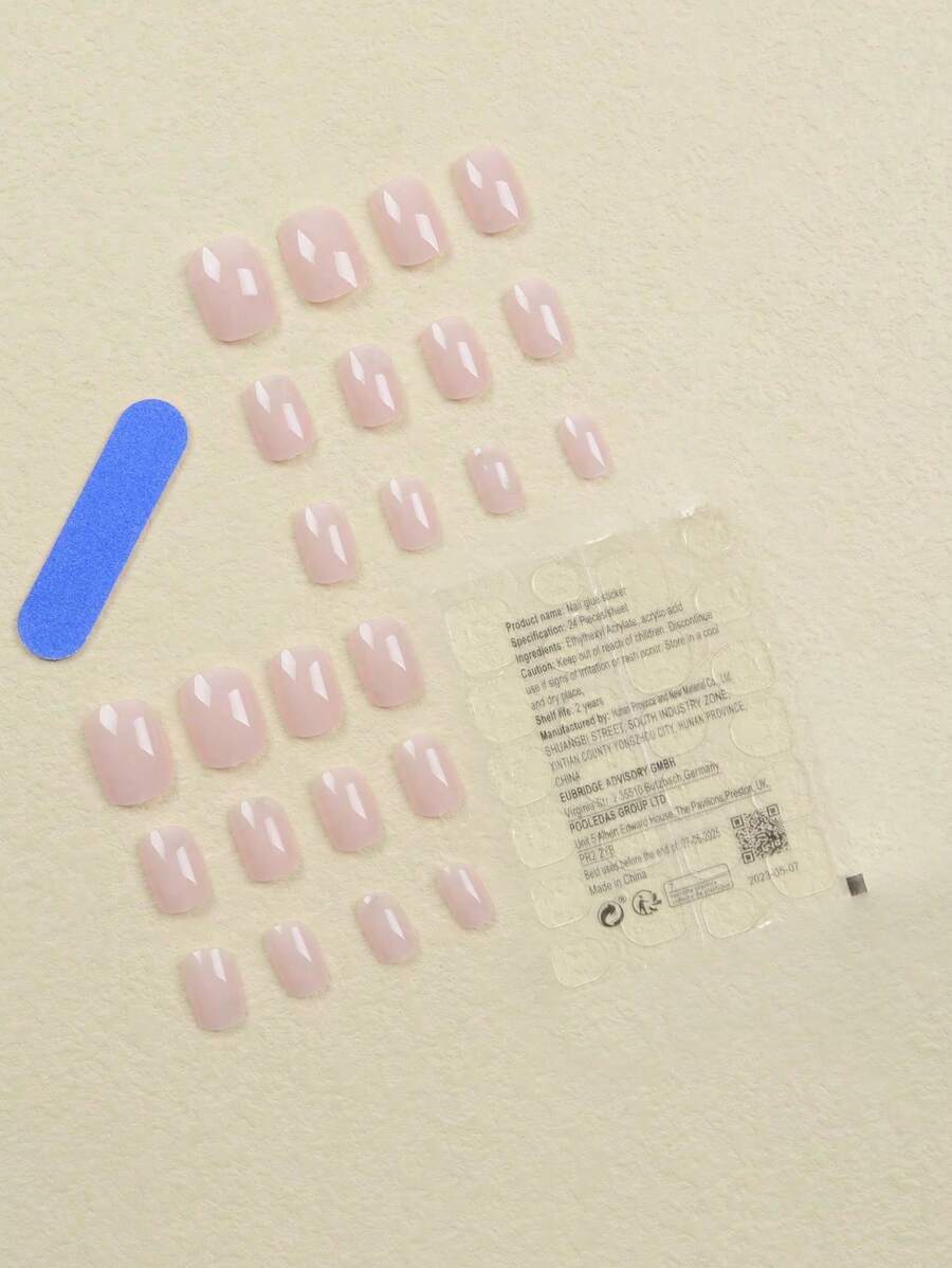 Add A Touch Of Romance With 24pcs Short Square Solid Full Cover Fake ...