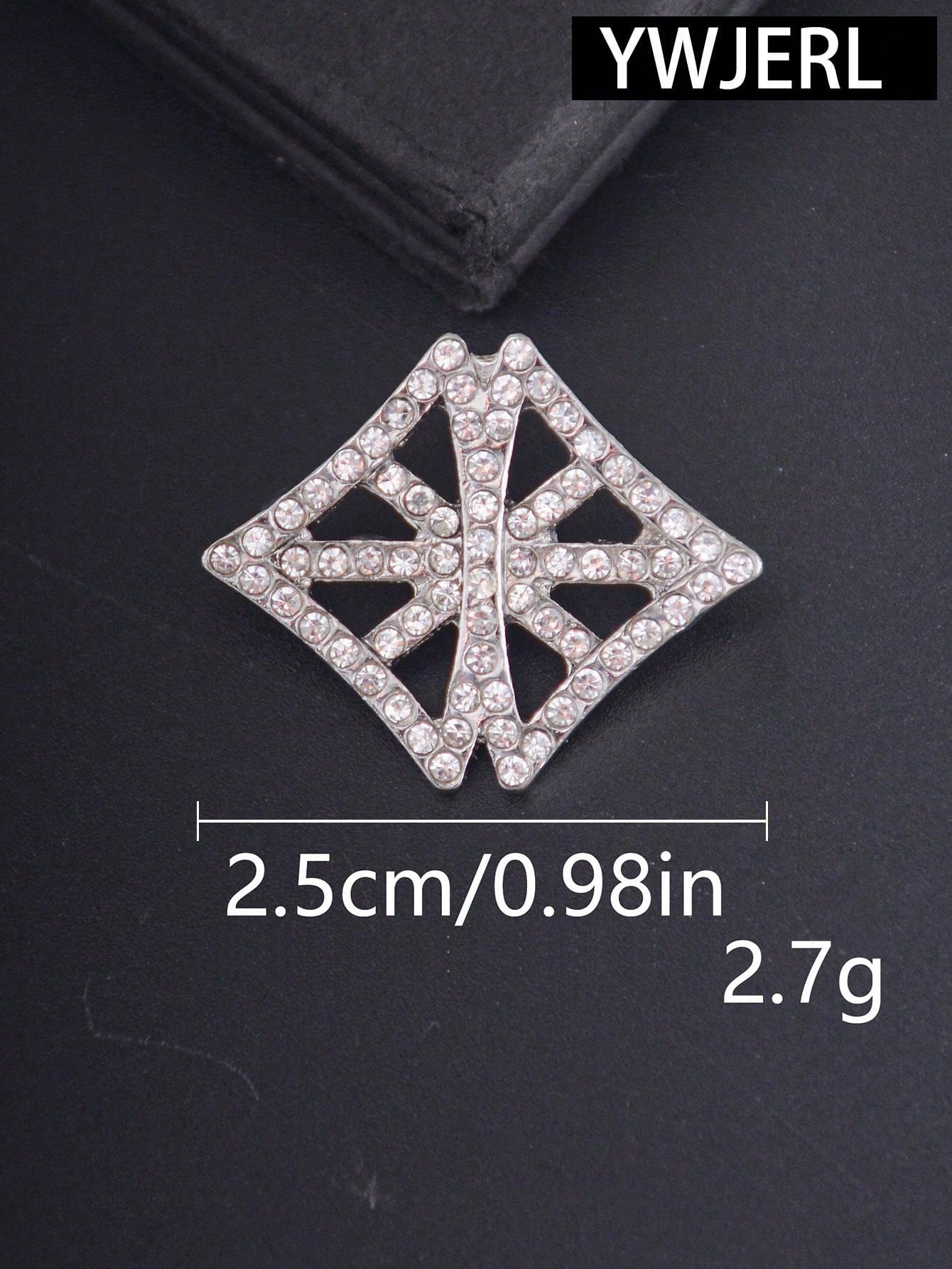 5pcs/Pack Rhombus Shaped Full Diamond Metal Button, Clothing Decorative ...