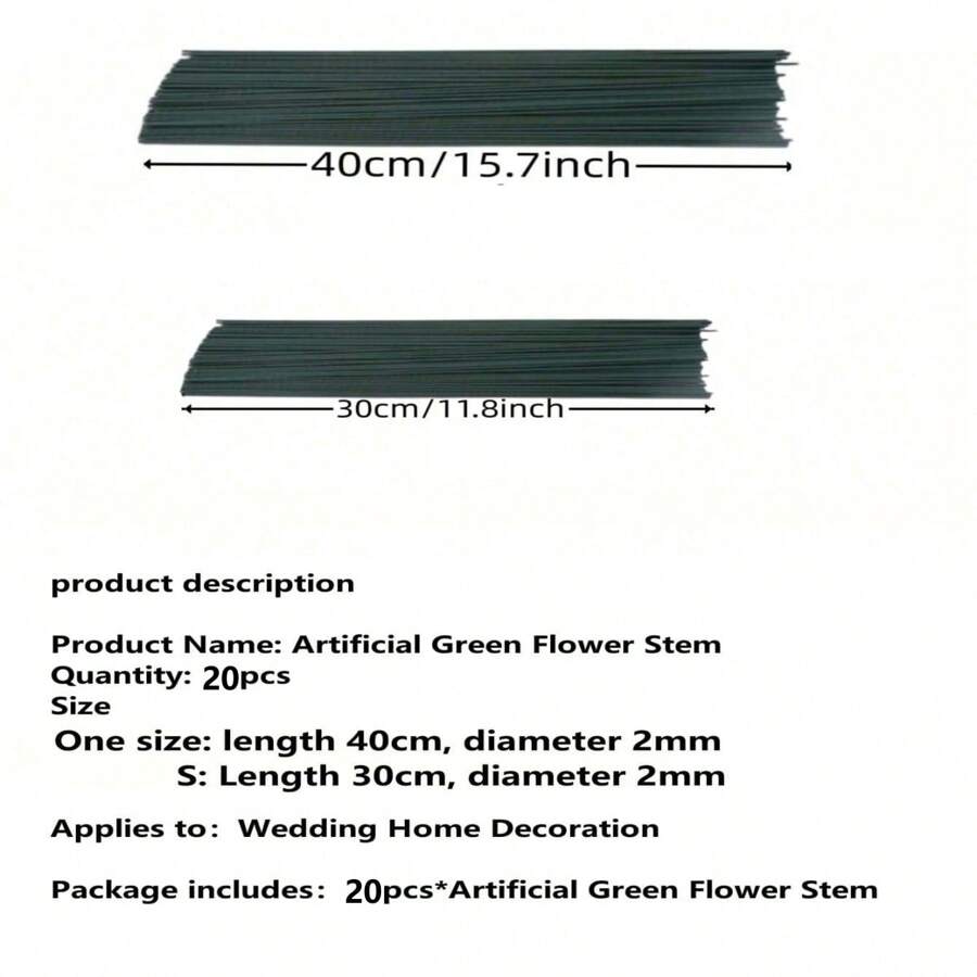 DUWEN 20pcs 30/40cm Green Flower Stem Sticks DIY Floral Material ...
