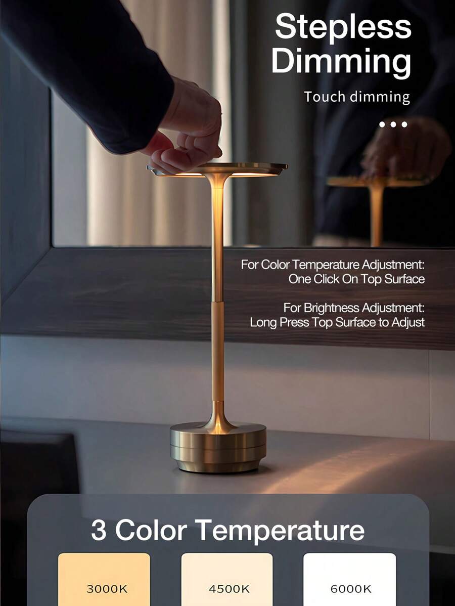 Cordless Table Lamp, Rechargeable Table Light, USB Touch Bedside ...