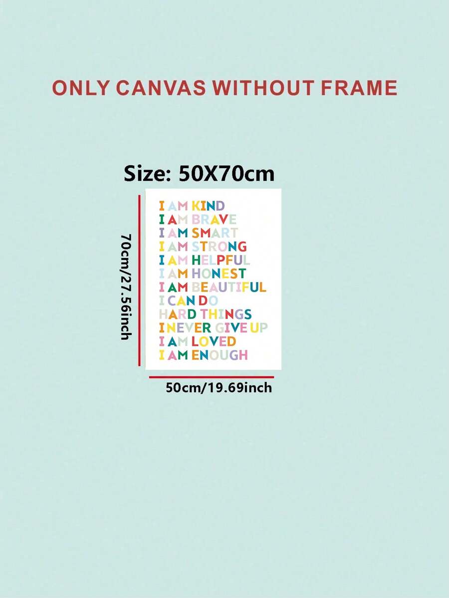 1pc Motivational Quote Rectangular Shaped Frameless Synthetic Fiber ...