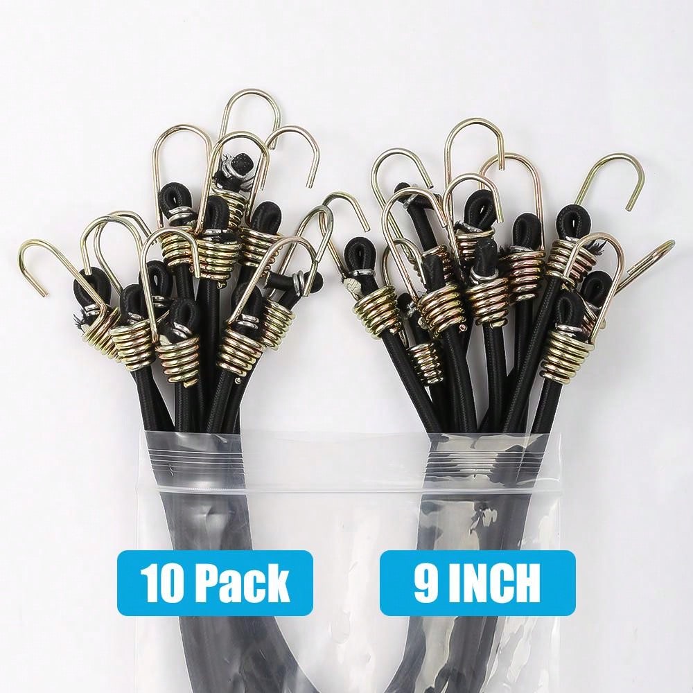 10 Pack Bungee Cords With Hooks, 9 Inch Rubber Mini Bungee Ropes Straps ...