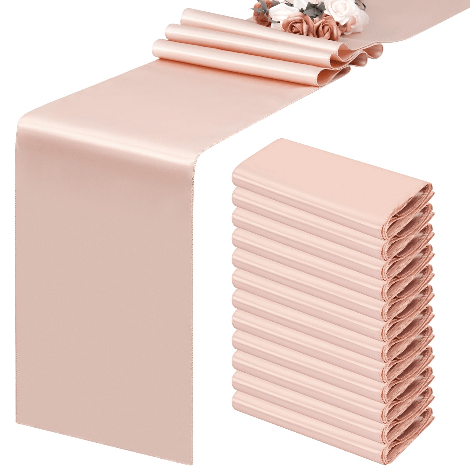12 Packs Satin Table Runners 12 X 108 Inch Long Smooth Fabric Table ...