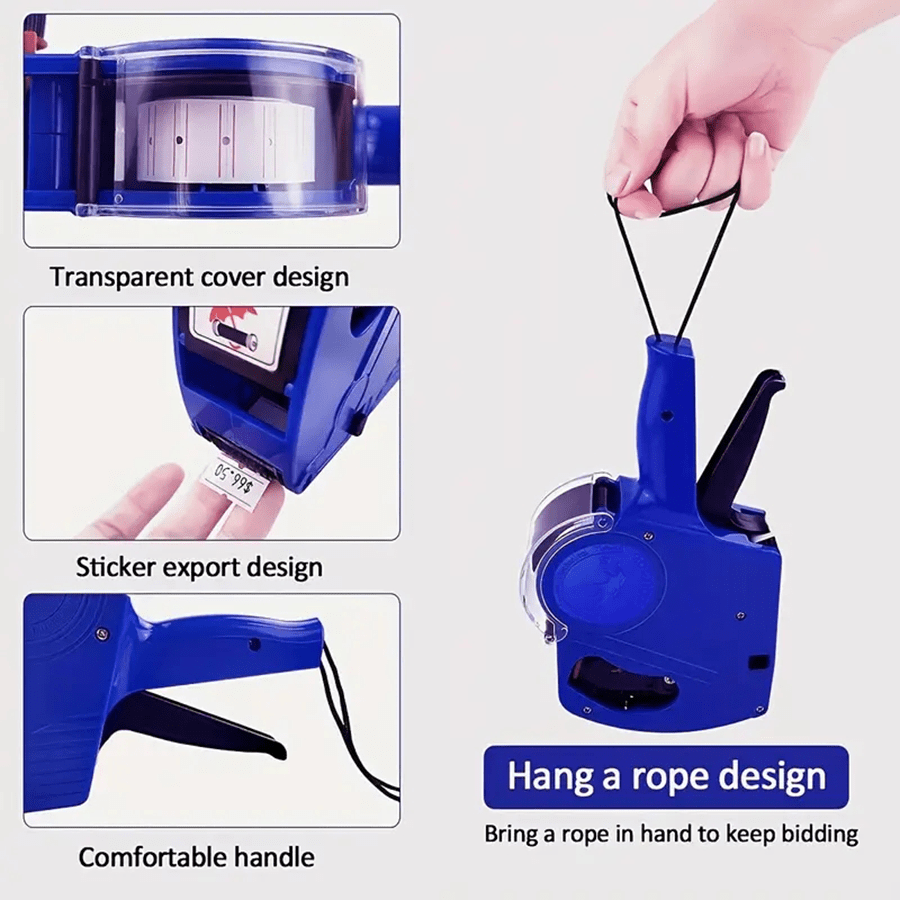 1set Blue Pricing Gun With 5000 Labels And 1 Ink Roller, Pricing ...