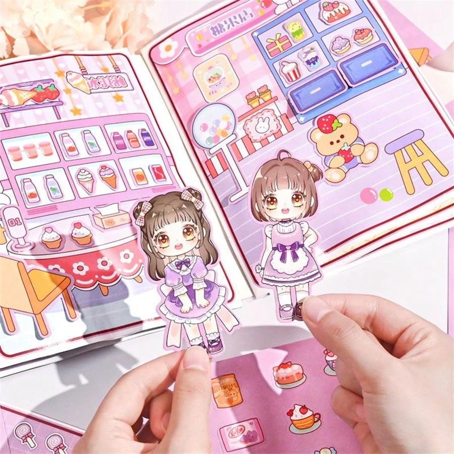 One Size Paper Doll Food Tour Model: Blue Handmade Book Material With ...