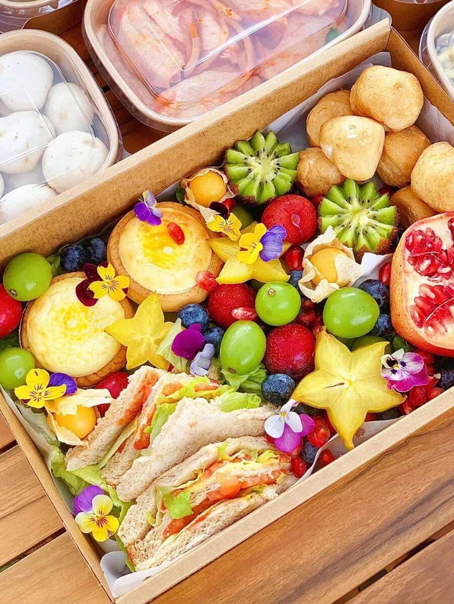 2pcs Window Opened Kraft Paper Picnic Camping Boxes, Food Containers ...