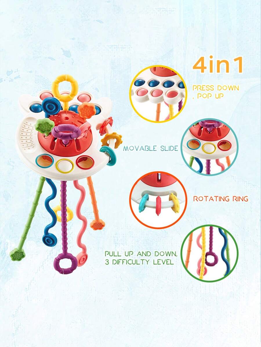 4 In 1 Montessori Toy Pull String Developmental Toys Babies Sensory ...