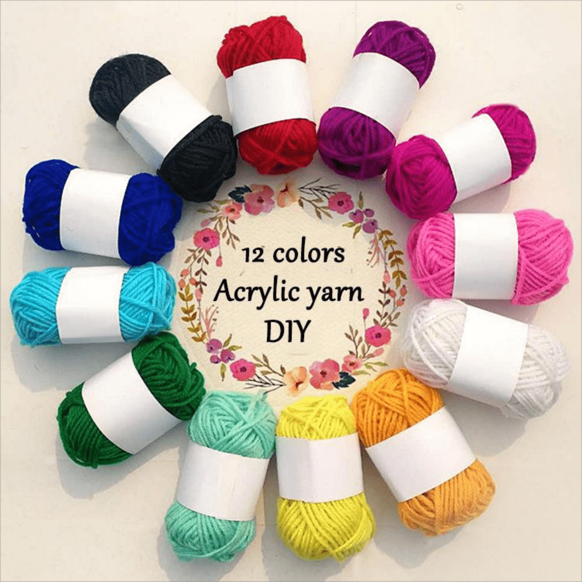 12 Colors Acrylic Yarn Mini Of Soft Yarn For Crocheting And Knitting ...