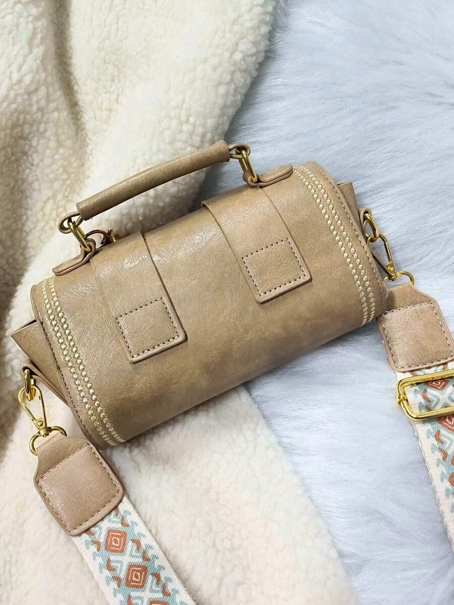 Miniature Vintage Oxford Style Round Cylinder Shape Handbag | SHEIN USA