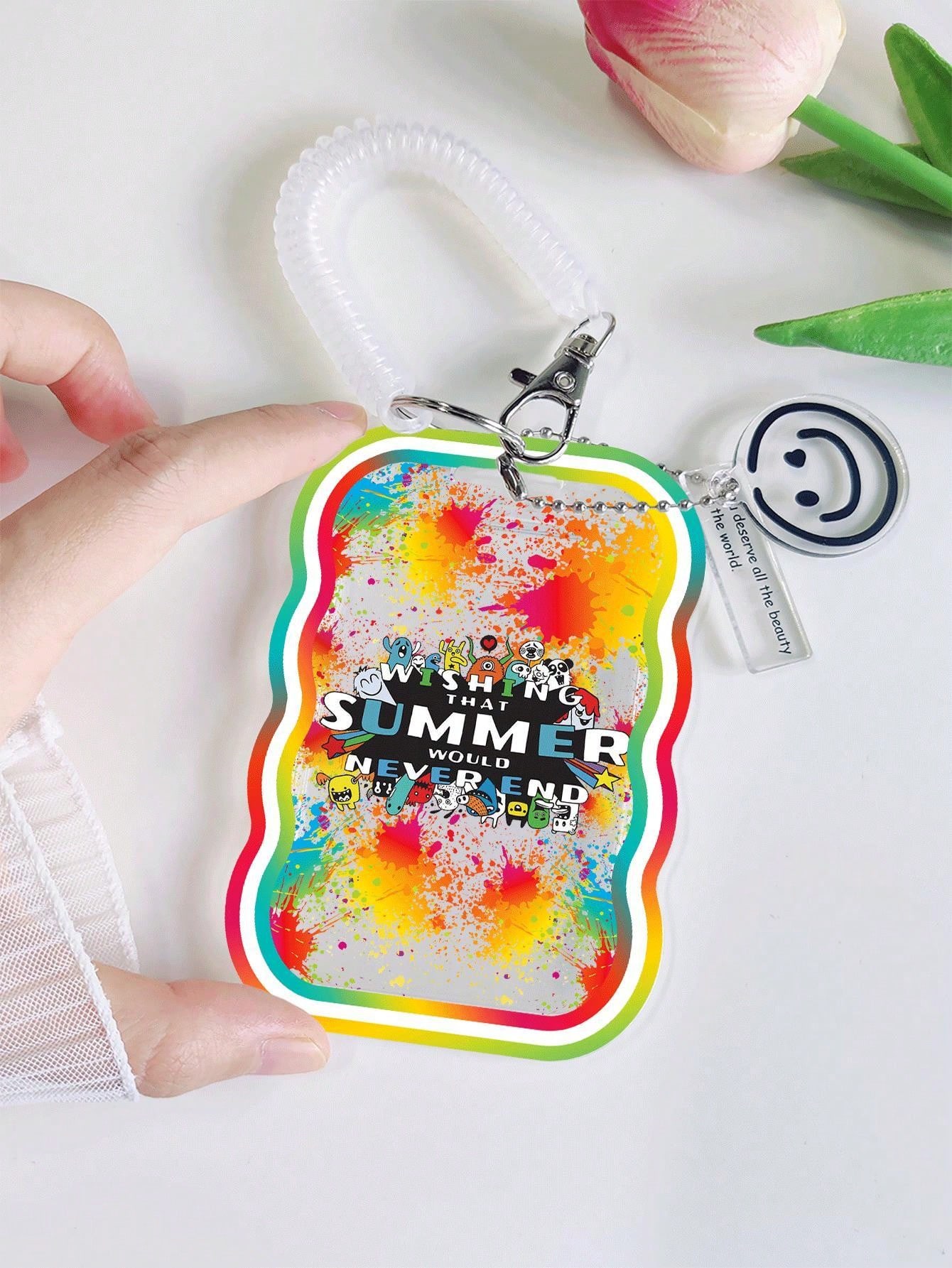 1pc Ins Transparent Id Badge Card Holder With Lanyard And Spring Clip ...