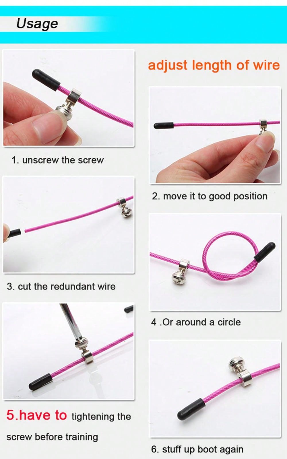 Aluminium Handle Skipping Rope 3m Length Adjustable Steel Wire Jump ...