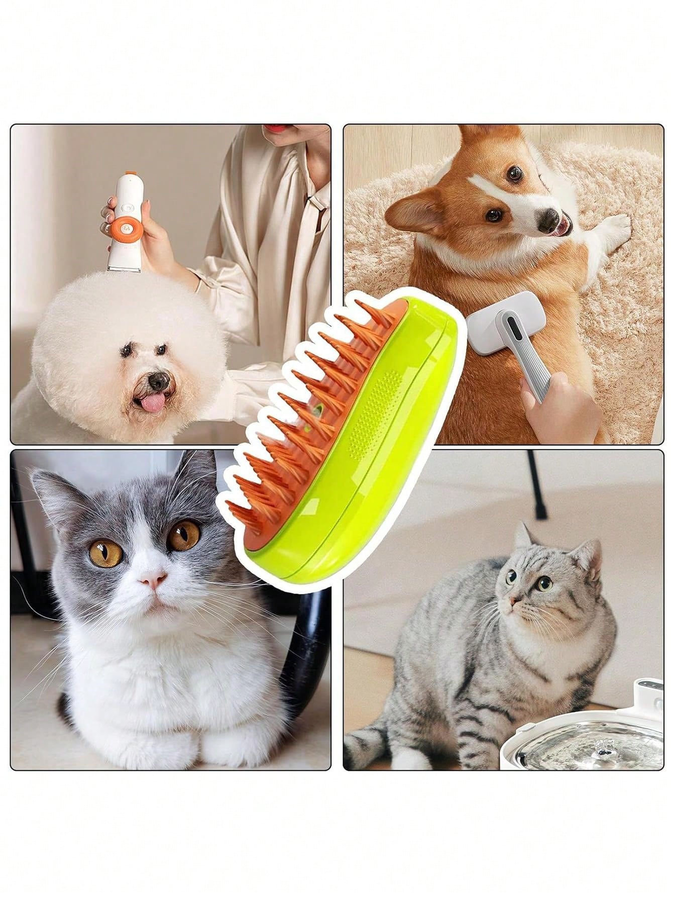 Electric Cat Dog Steamy Brush, 3 In 1 Self-Cleaning Massage Combs ...