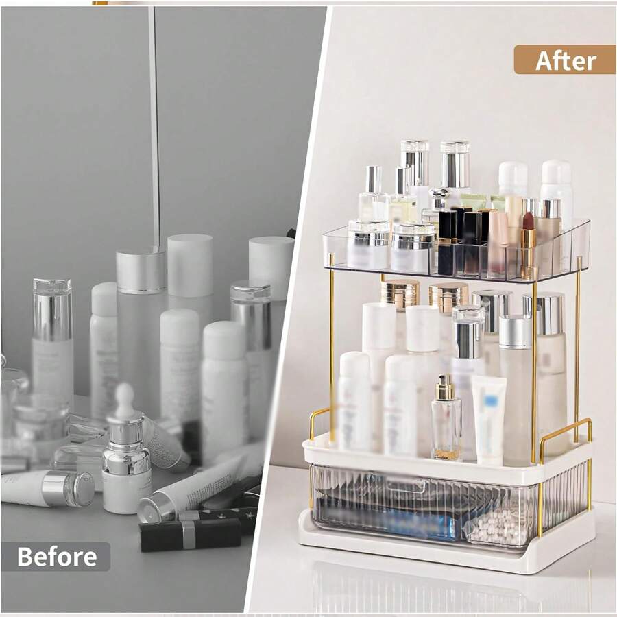 2-Tier Skincare Storage Rack-Transparent, Bathroom Counter Organizer ...
