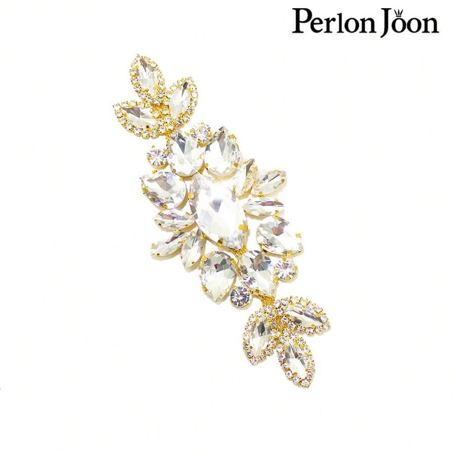 Perlon Joon 1PC Blink Glass Themed Rhinestone Appliques Gold Crystal ...