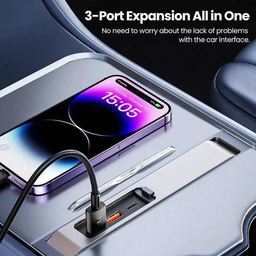 Toocki 27W USB HUB For Y 2021 2022 3 Port Docking Station Car Adapter ...