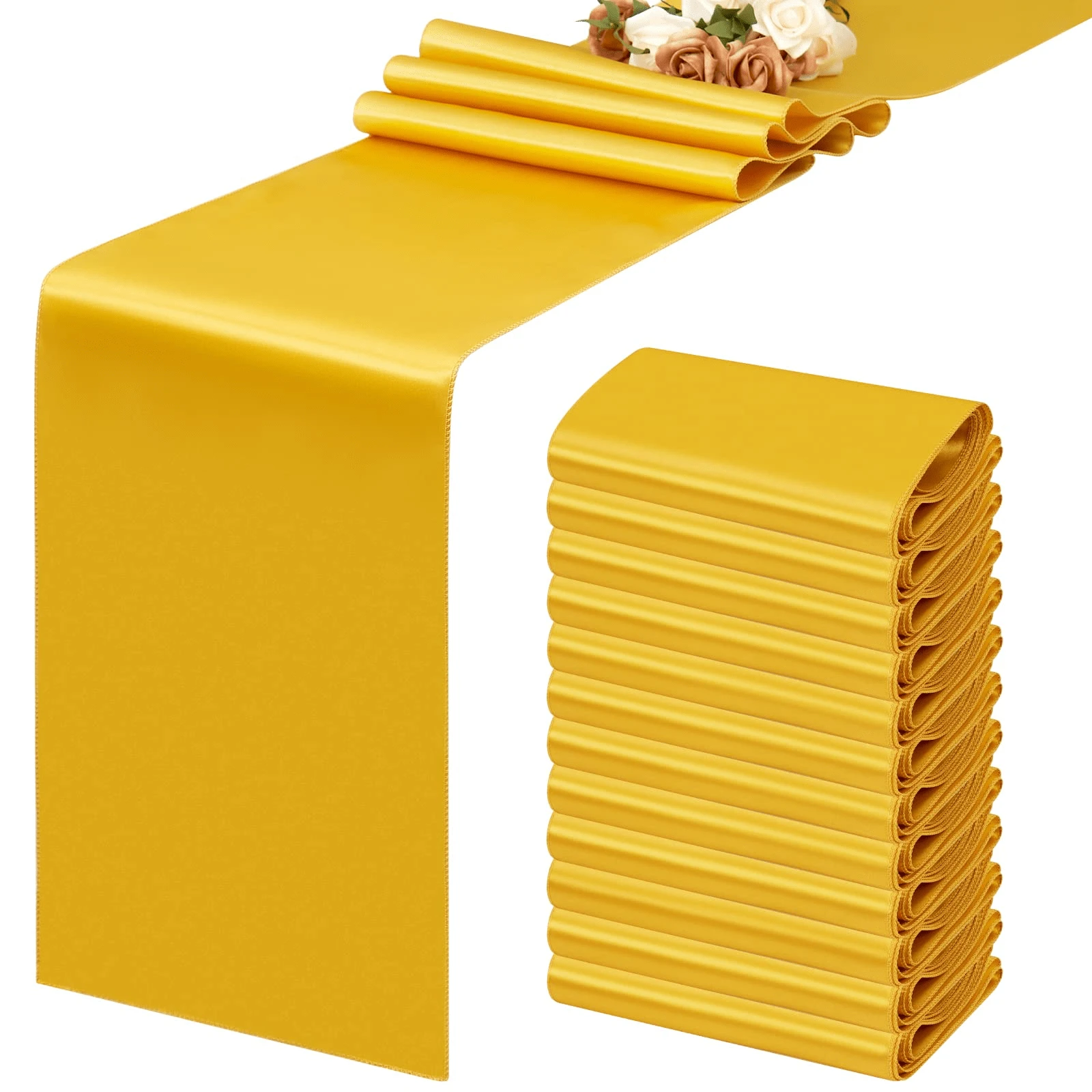 12 Packs Satin Table Runners 12 X 108 Inch Long Smooth Fabric Table ...